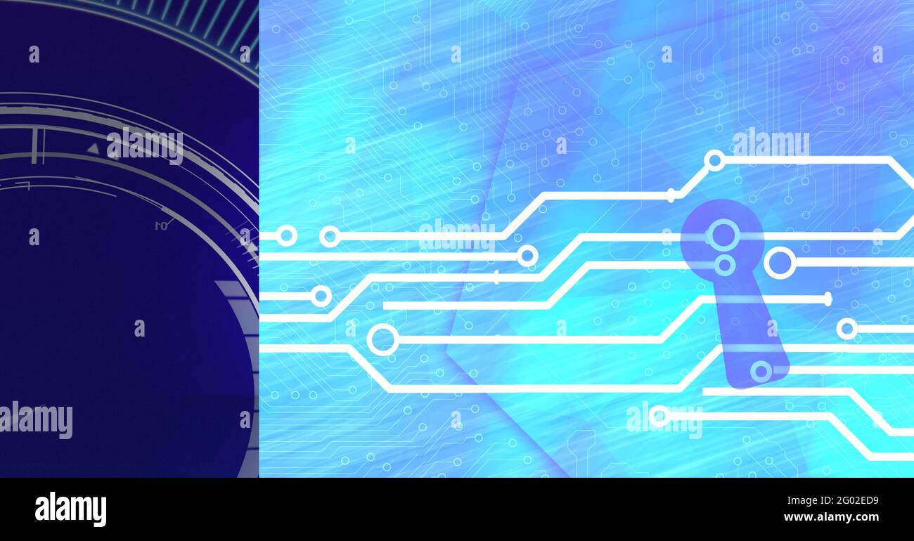Composition of computer motherboard circuits with circular scope and ...