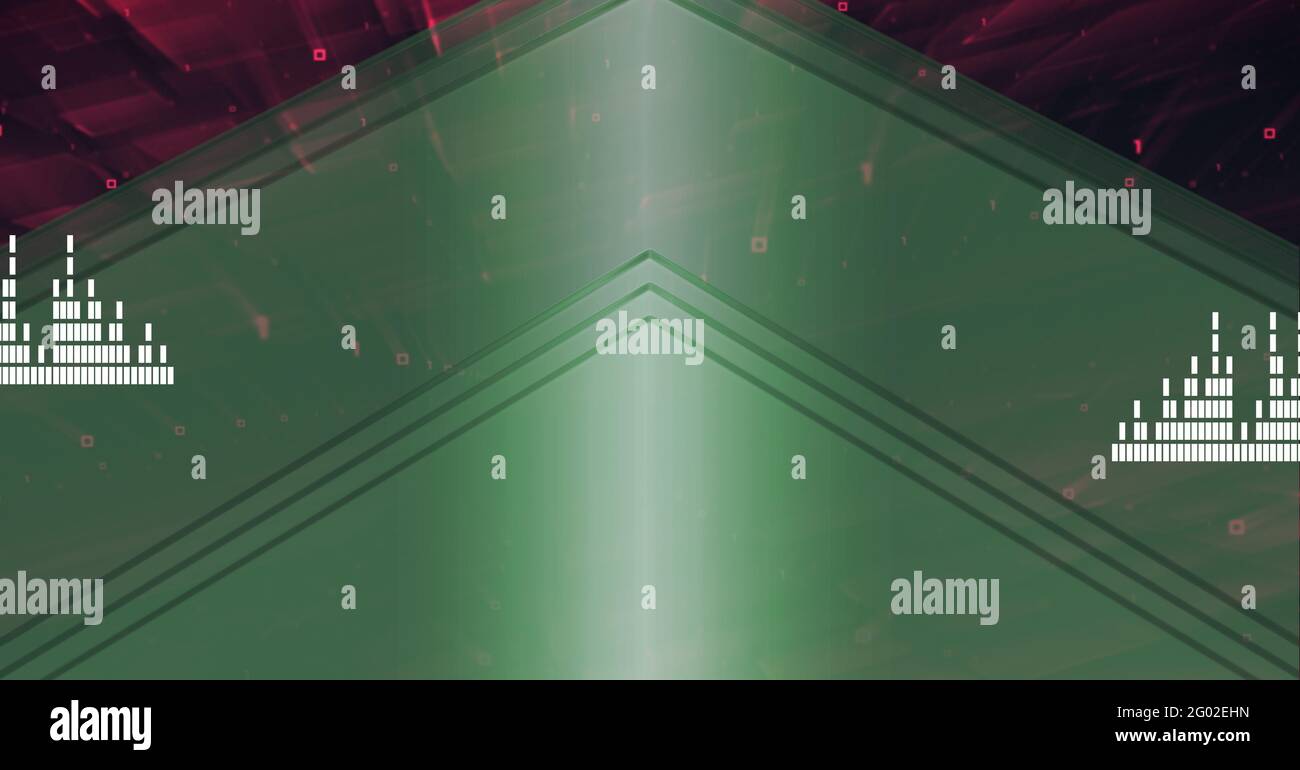 Composition of white sound frequency level block meters over shiny ...