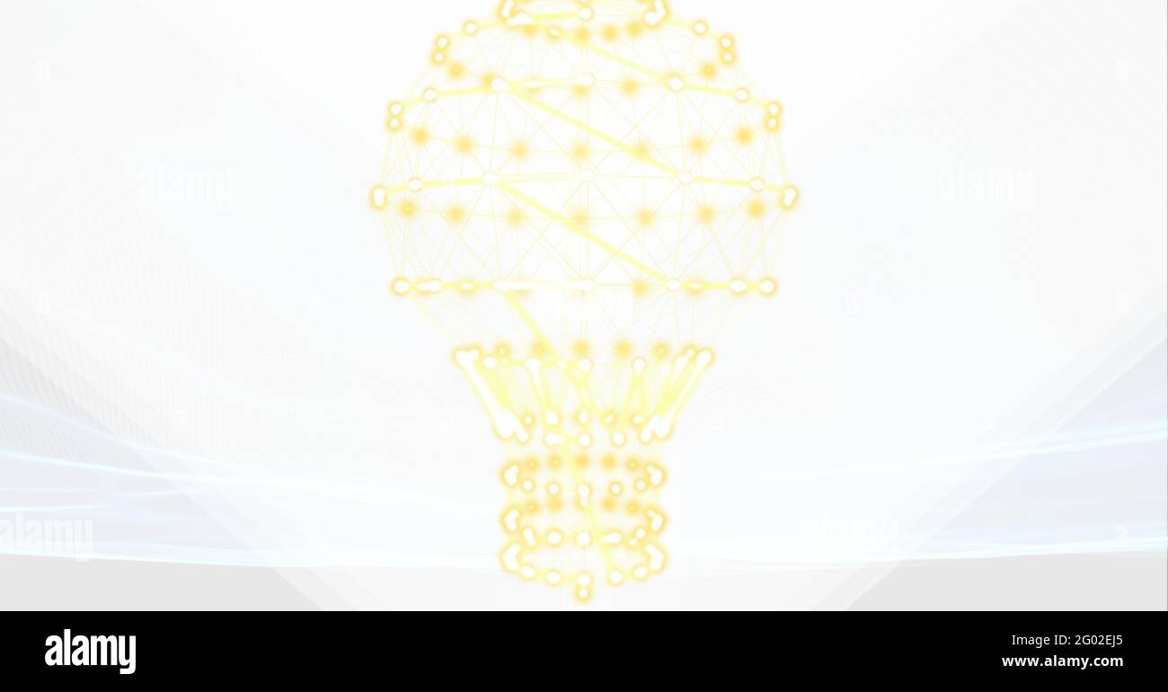 Composition of light bulb formed with network of connection on white ...