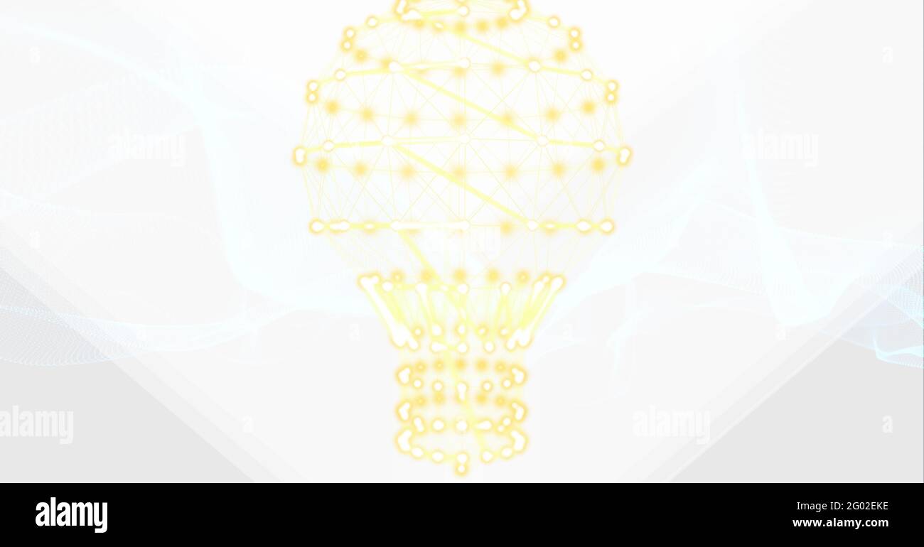 Composition of light bulb formed with network of connection on white ...