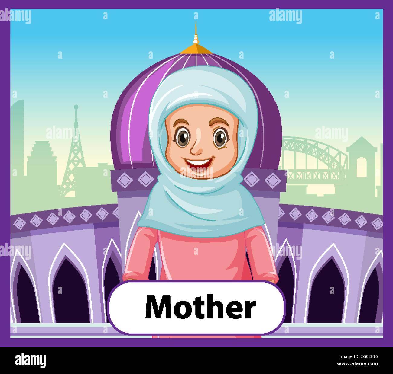 Educational English word card of mother illustration Stock Vector Image ...
