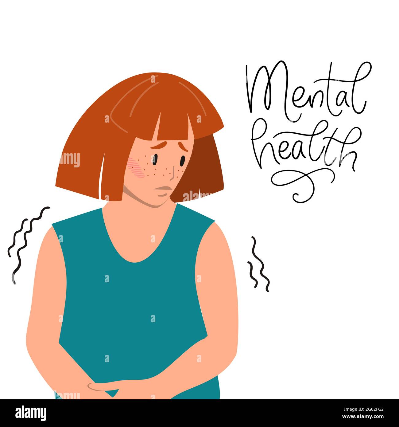 Mental health concept. Sad woman with depression sitting on the floor ...