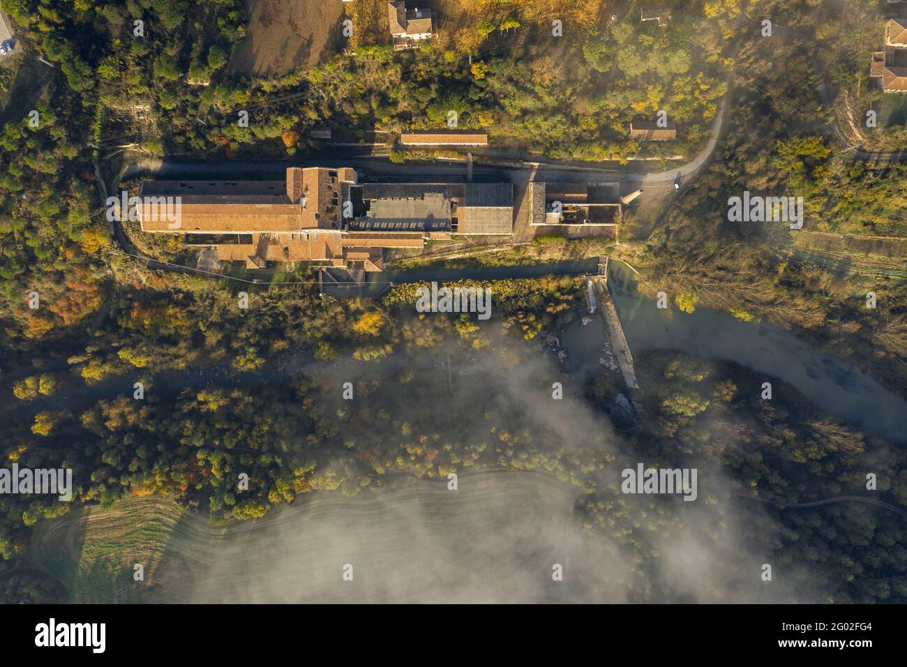 Aerial view of the Cal Vidal textile colony (company town) (Berguedà ...