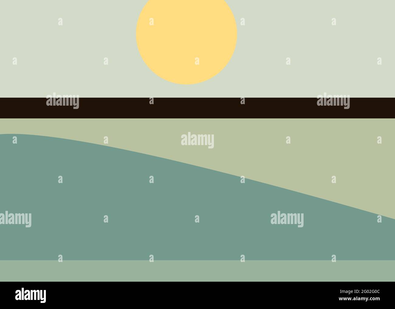 Geometric landscape silhouette generative art poster illustration Stock ...
