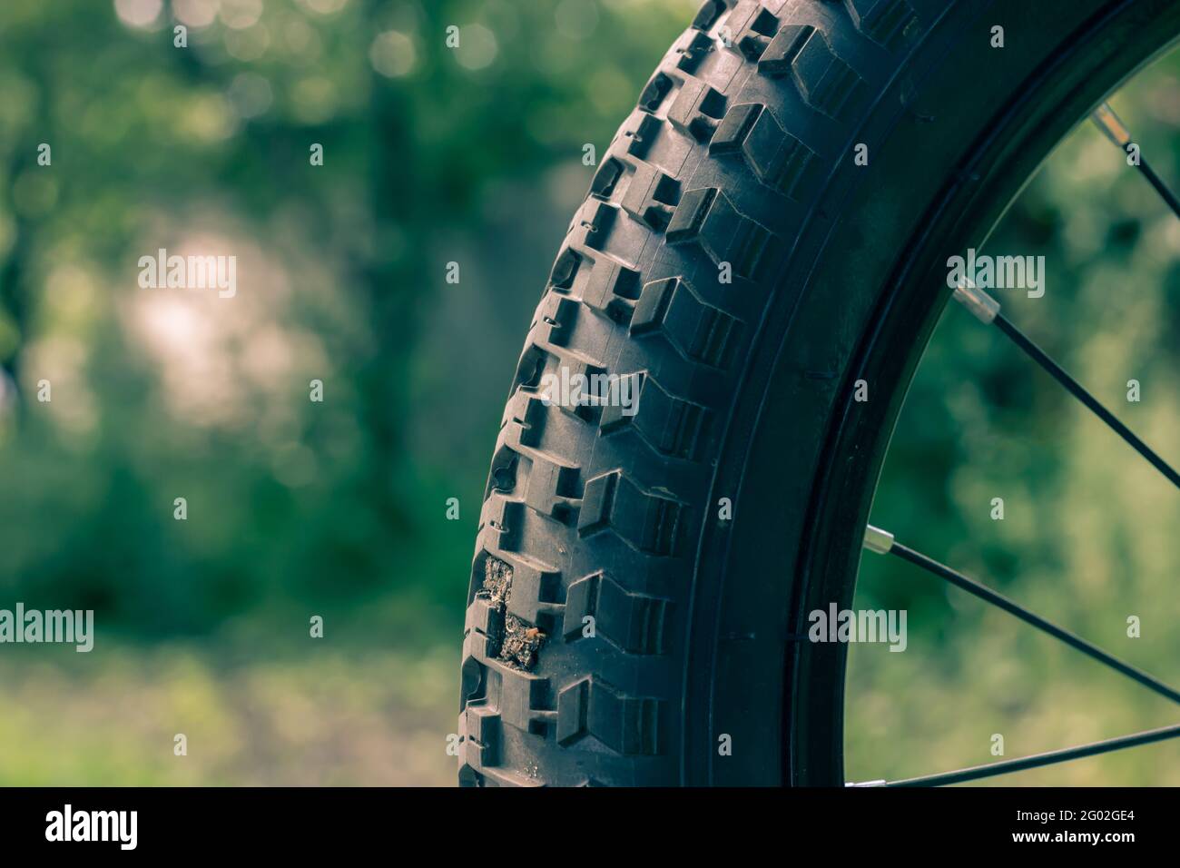 The edge of a bicycle wheel. Bicycle rubber close up Stock Photo - Alamy