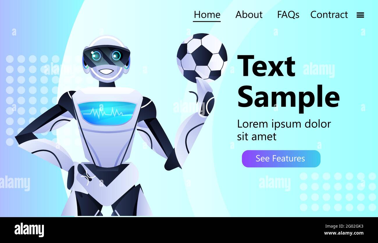 robot soccer player holding ball modern robotic character artificial ...