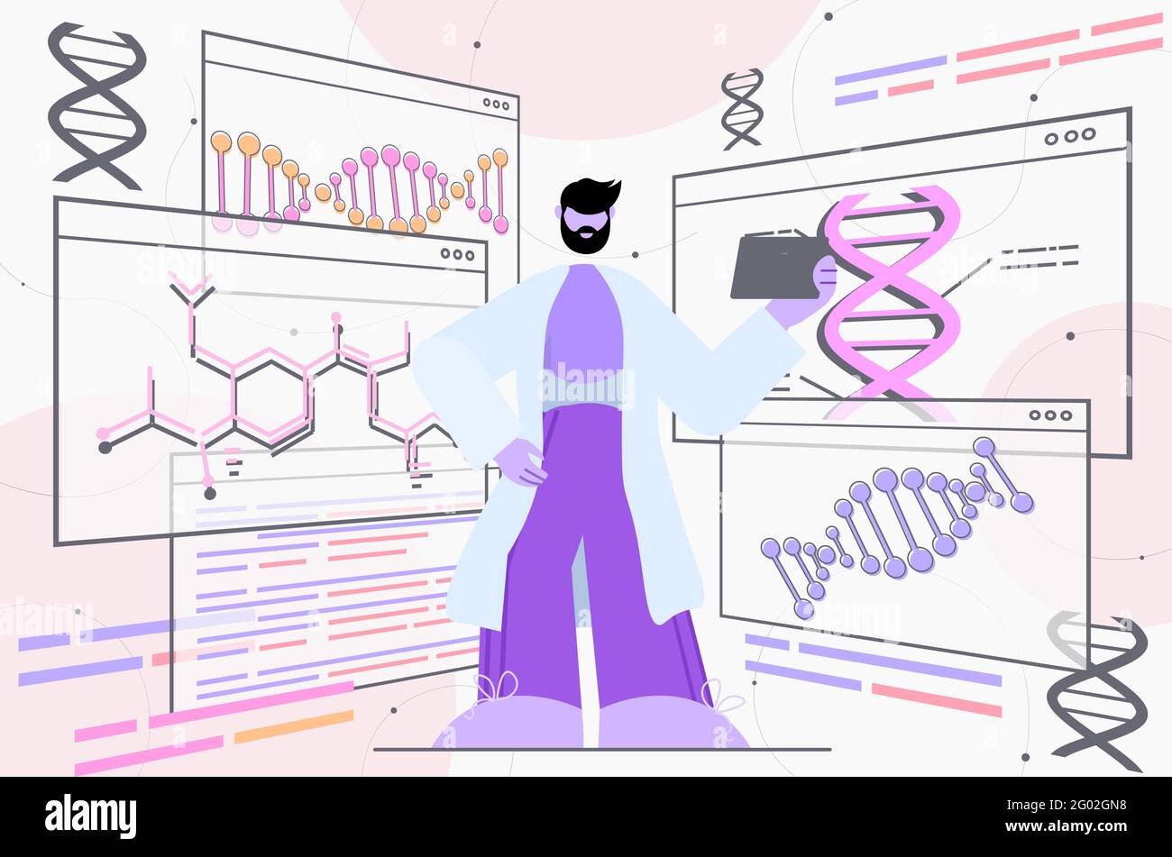 man scientist working with DNA researcher making experiment in lab DNA ...