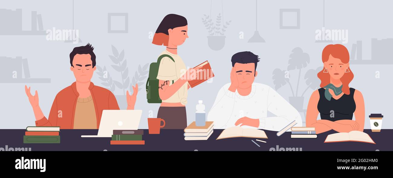 College Student Studying Cartoon