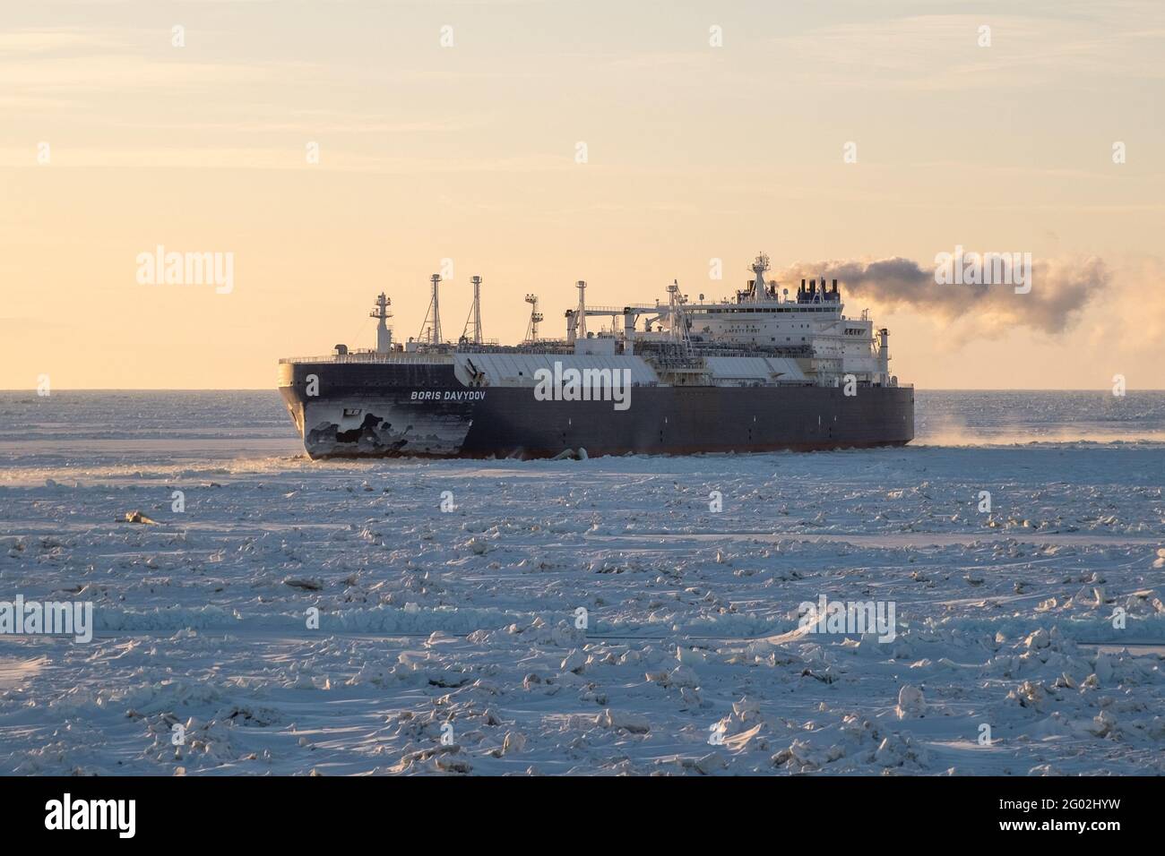 Sabetta, Tyumen region, Russia - March 21, 2021: The Boris Davydov gas ...