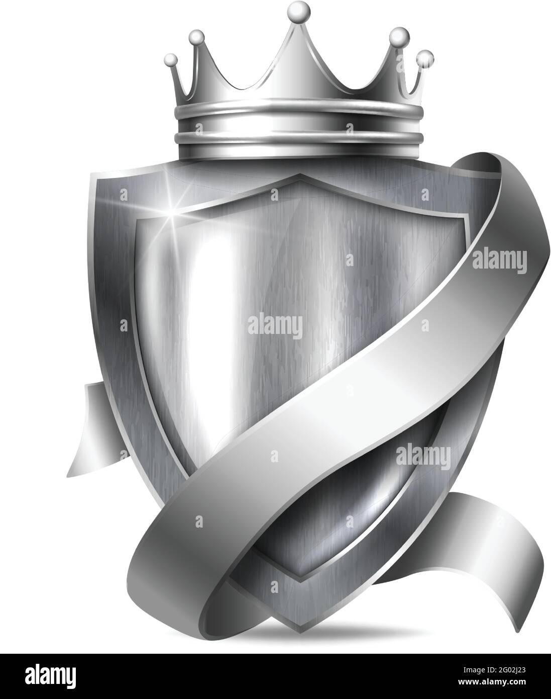 realistic vector metal shield with frame . Blank silver steel metallic ...