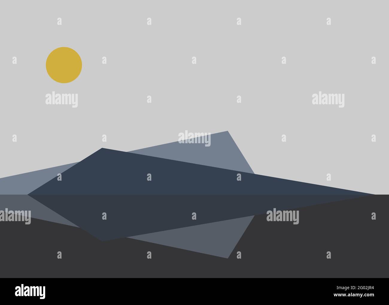 Geometric landscape silhouette generative art poster illustration Stock ...