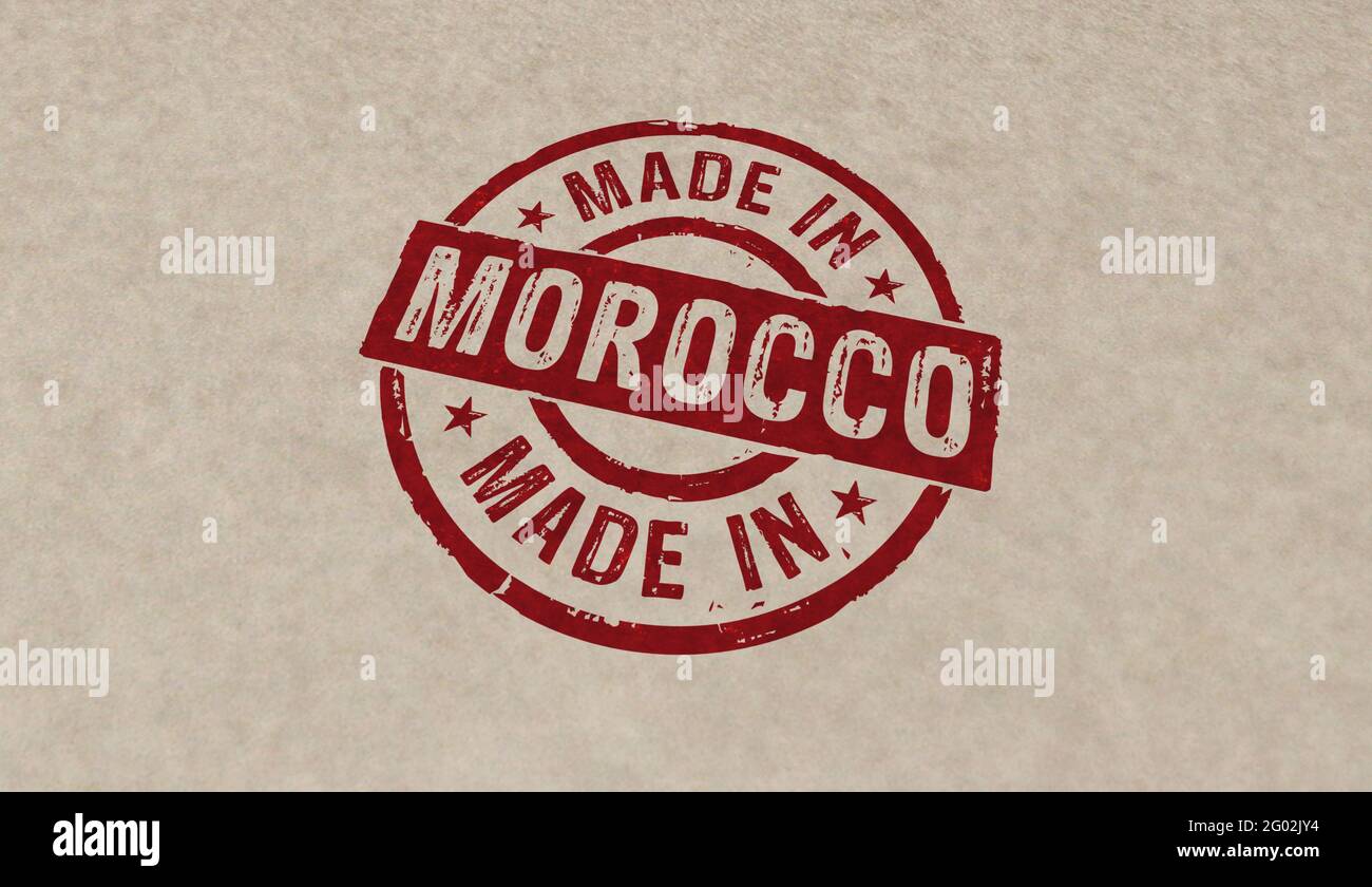 Made in Morocco stamp icons in few color versions. Factory ...