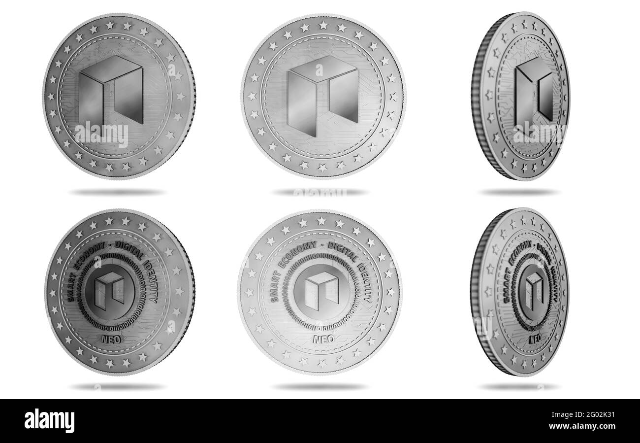 Neo altcoin cryptocurrency symbol isolated gold coin on green screen ...