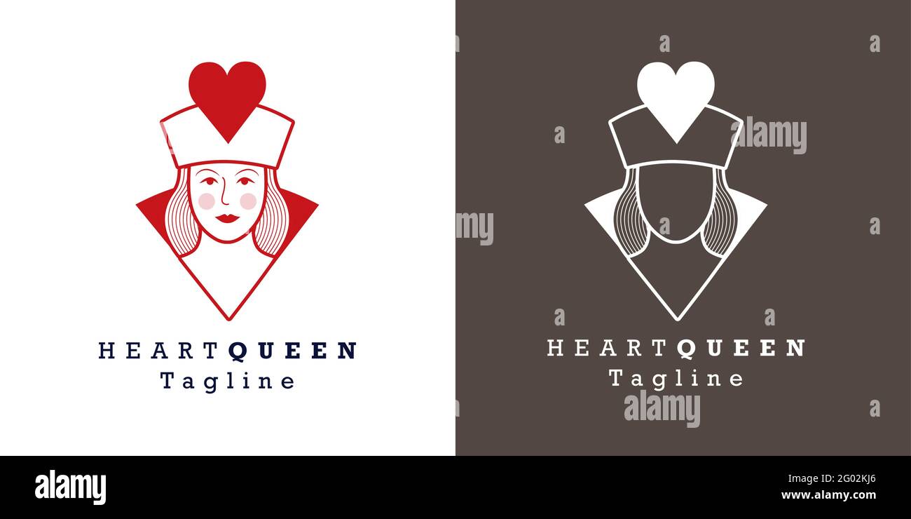 Stylized image of the queen of hearts for avatar, logo or branding ...