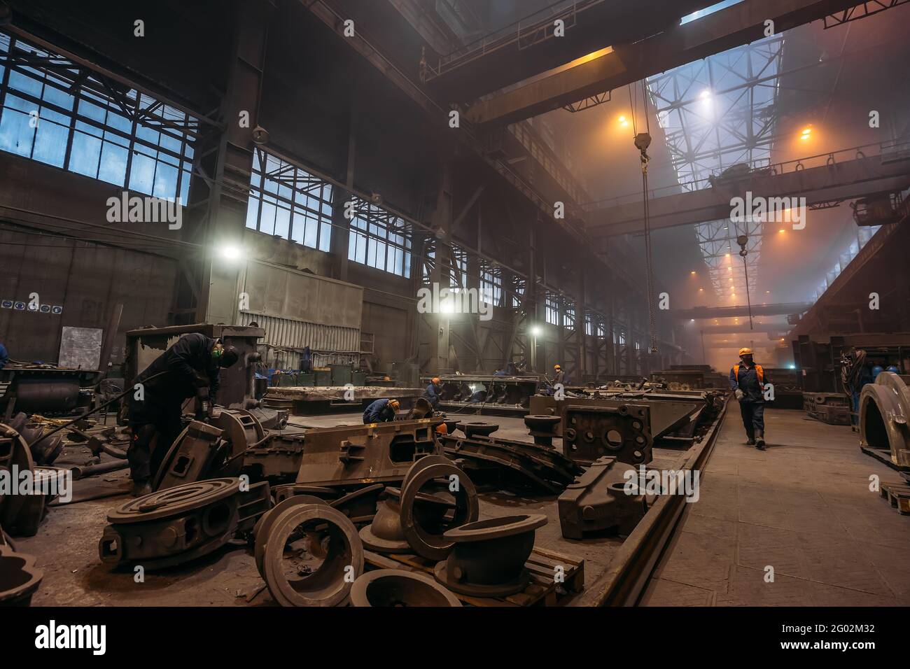Large workshop interior for metalworking of finished cast metal ...