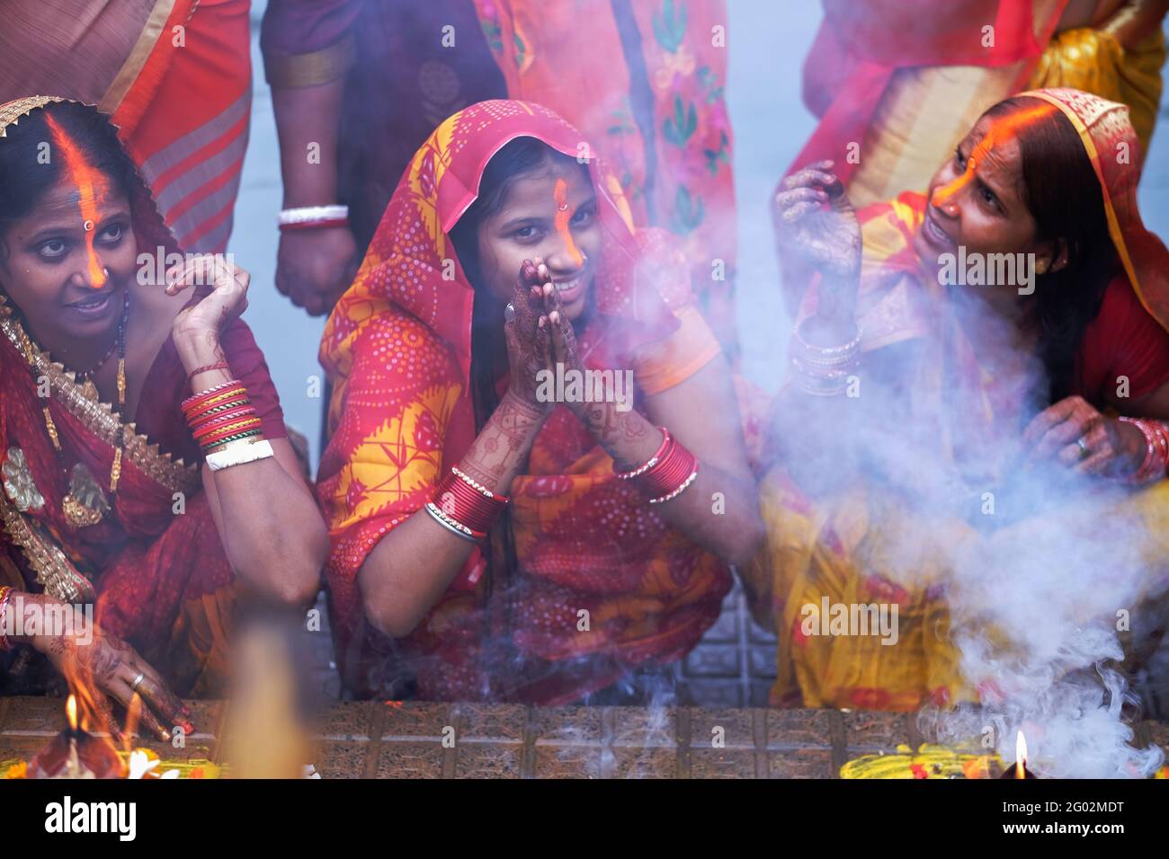 KOLKATA, INDIA - Nov 21, 2020: The Chat puja ritual in the river Ganga ...