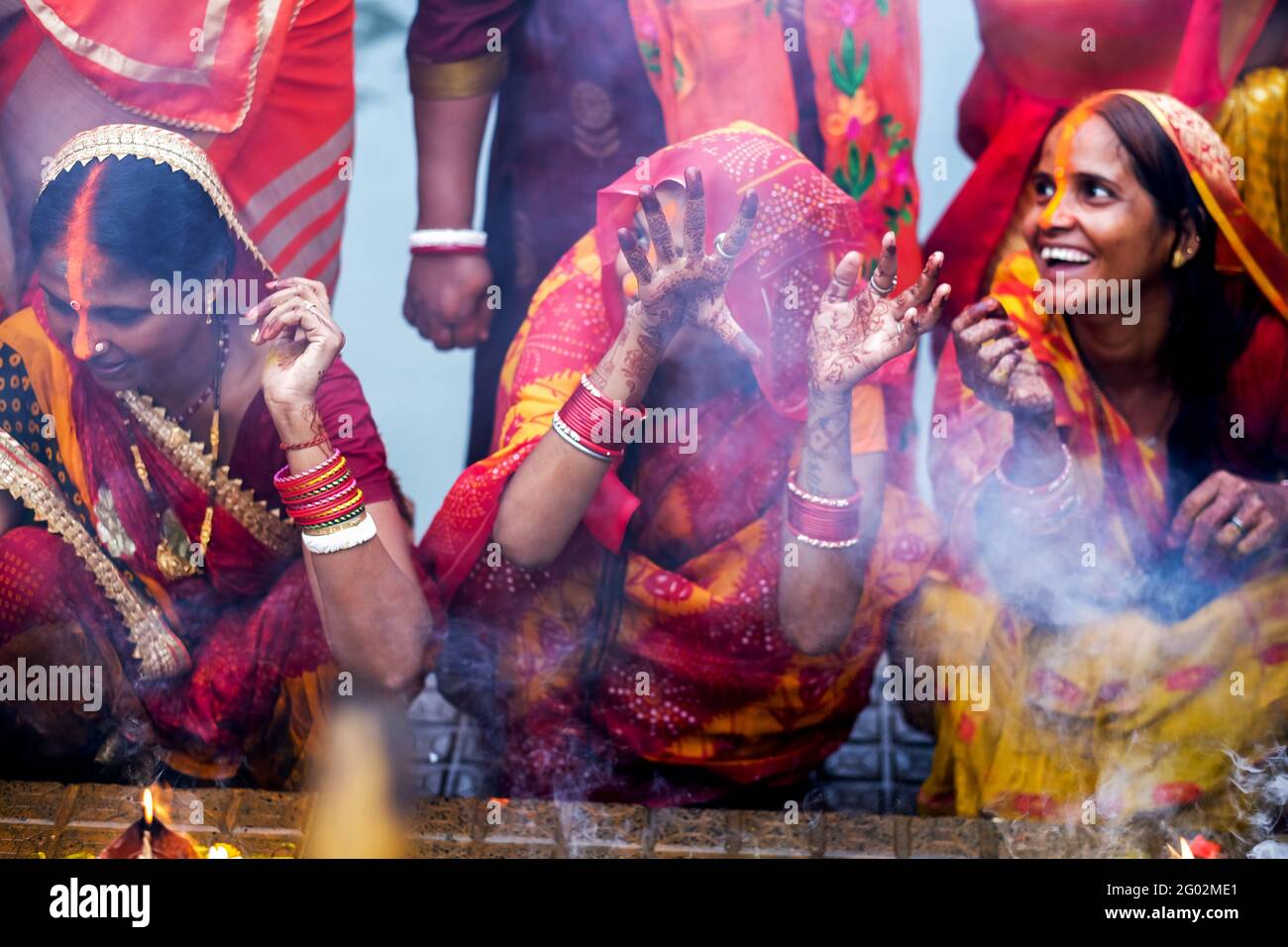 KOLKATA, INDIA - Nov 21, 2020: The Chat puja ritual in the river Ganga ...