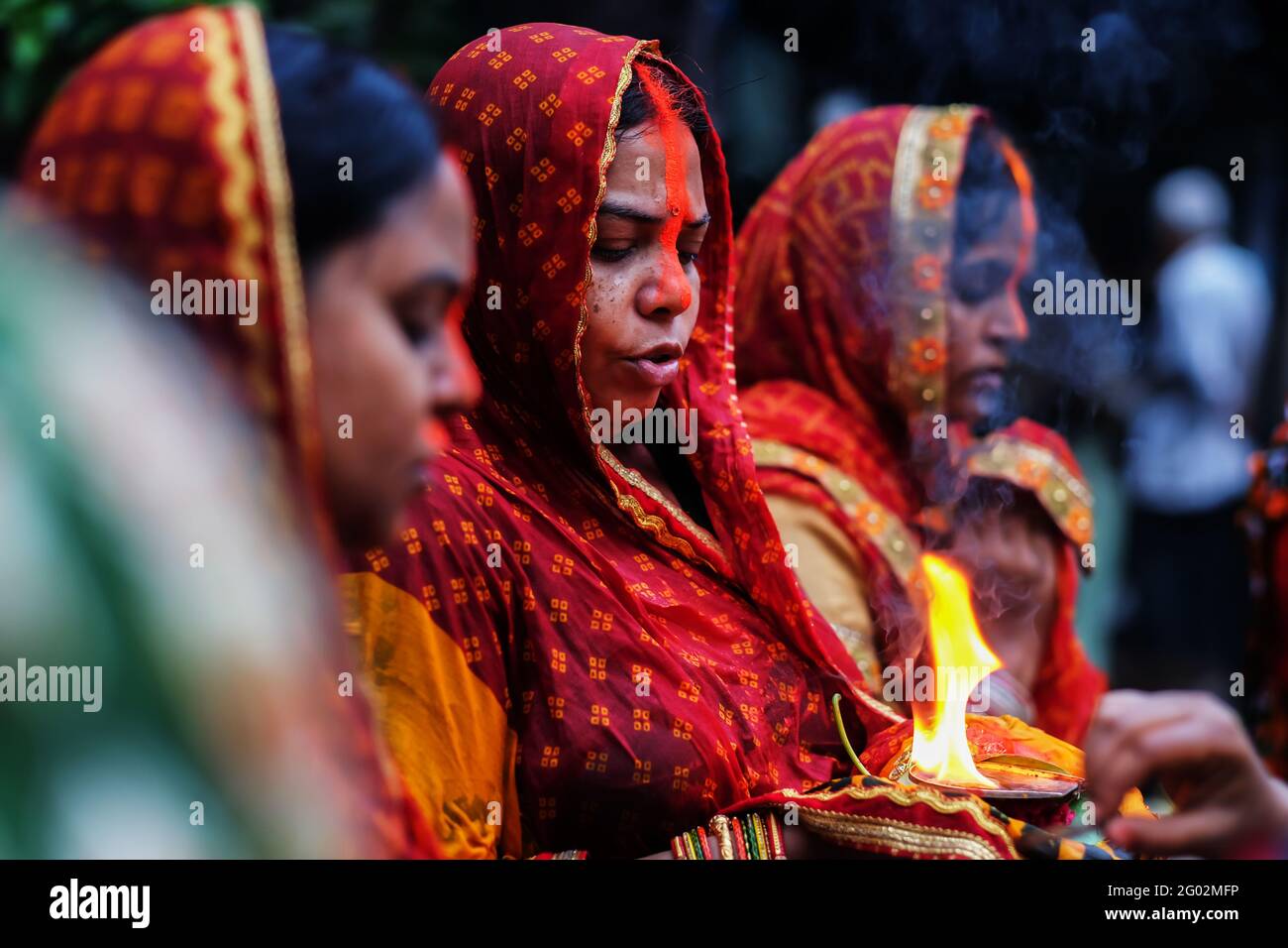 KOLKATA, INDIA - Nov 21, 2020: The Chat puja ritual in the river Ganga ...