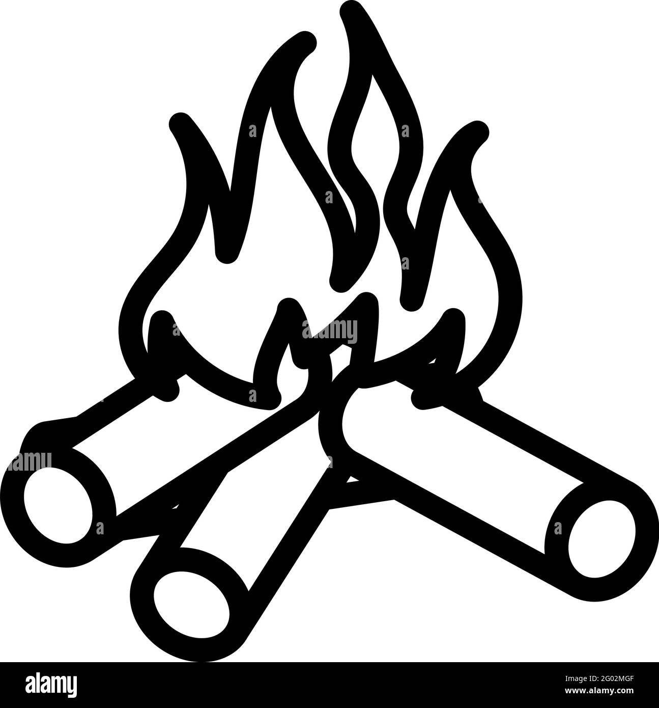 Icon Of Camping Fire. Editable Bold Outline Design. Vector Illustration ...