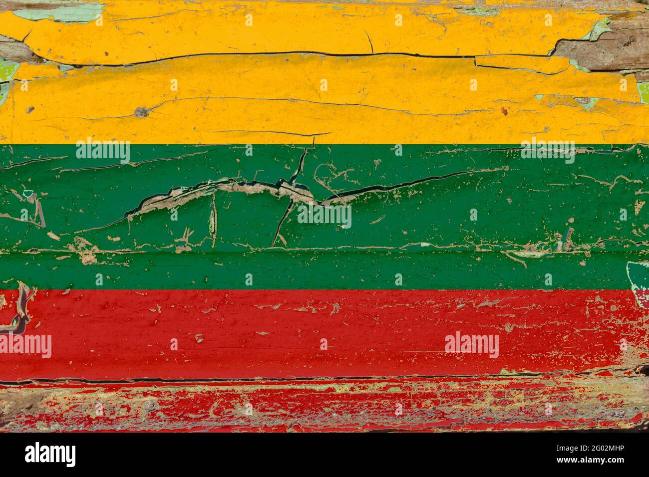 3D Flag of Lithuania on a old wood wall background Stock Photo - Alamy