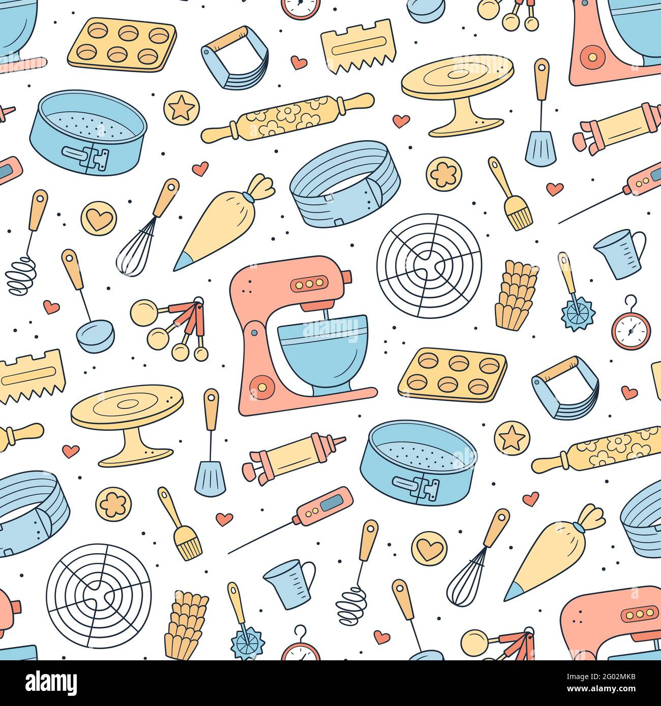 Seamless pattern with tools for making cakes, cookies and pastries ...