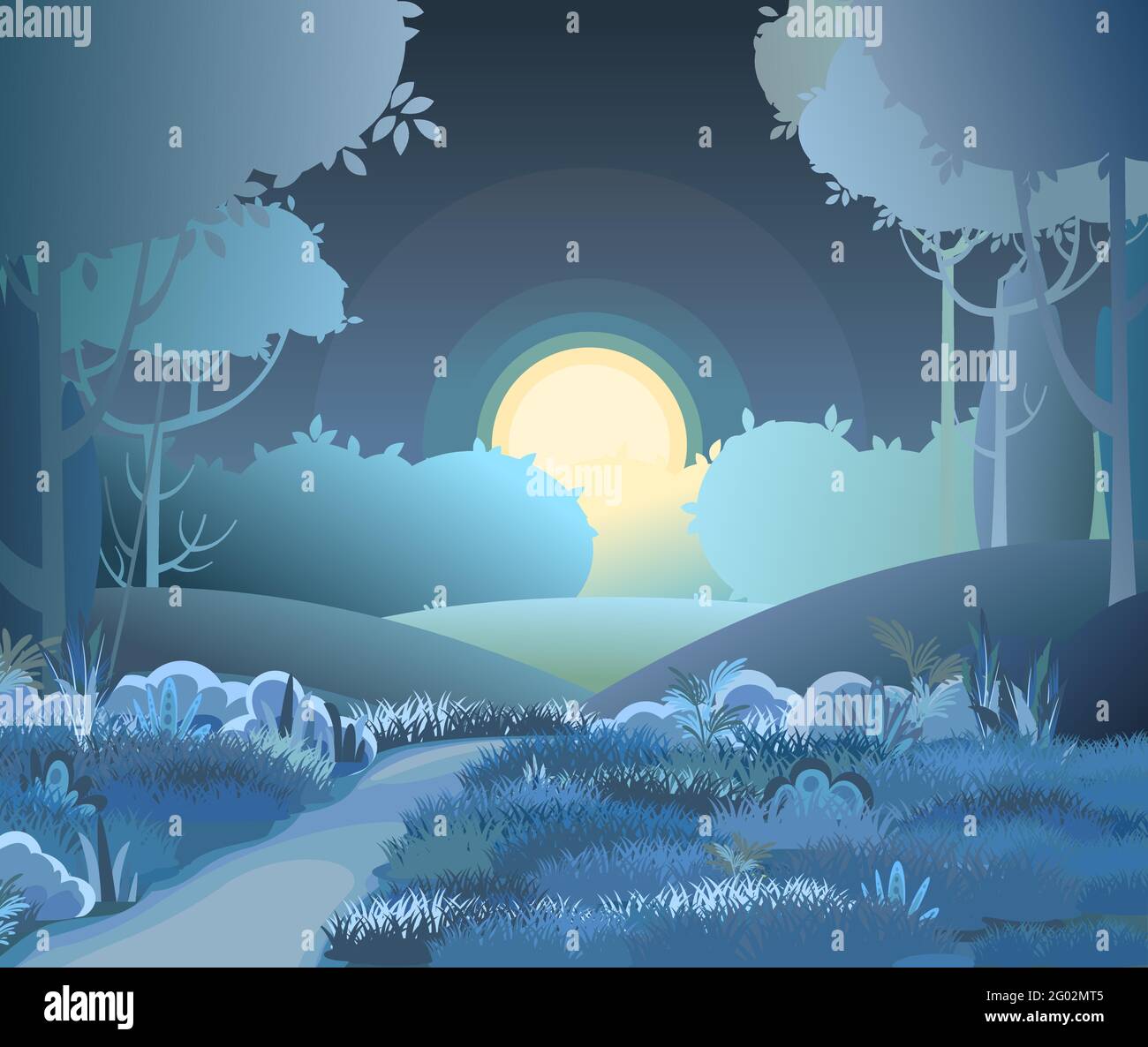 Rural scene road night Stock Vector Images - Alamy
