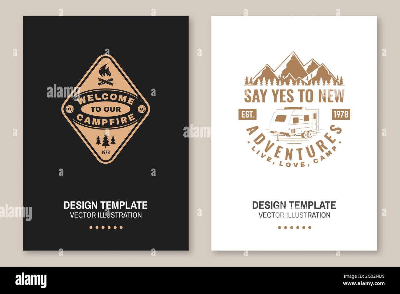 Set of camping template. Vector. Flyer, brochure, banner, poster design ...