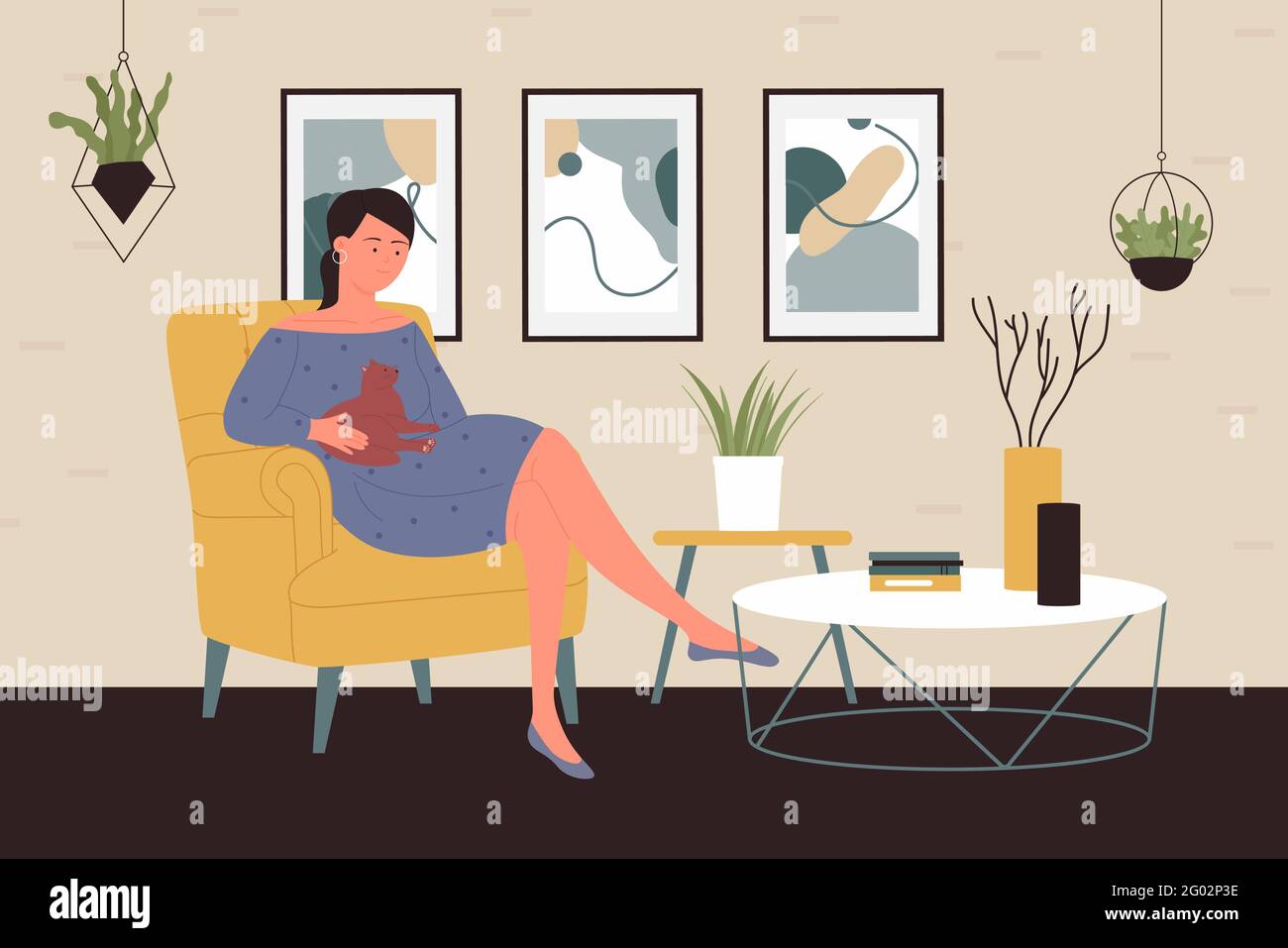 Young woman in cozy Stock Vector Images - Alamy