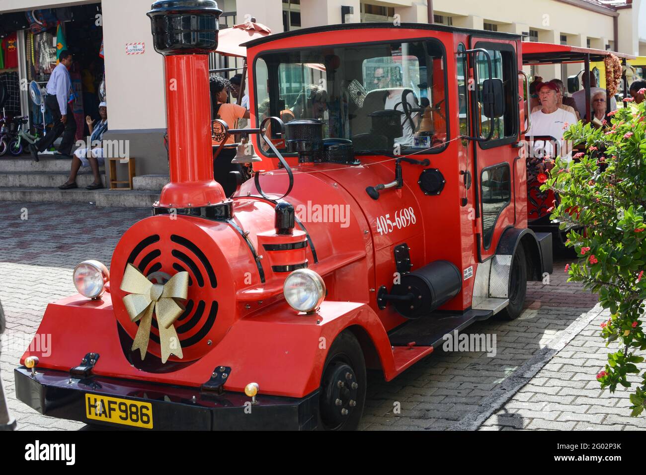 Children's red train Carriacou Caribbean Island tourist train funnel ...