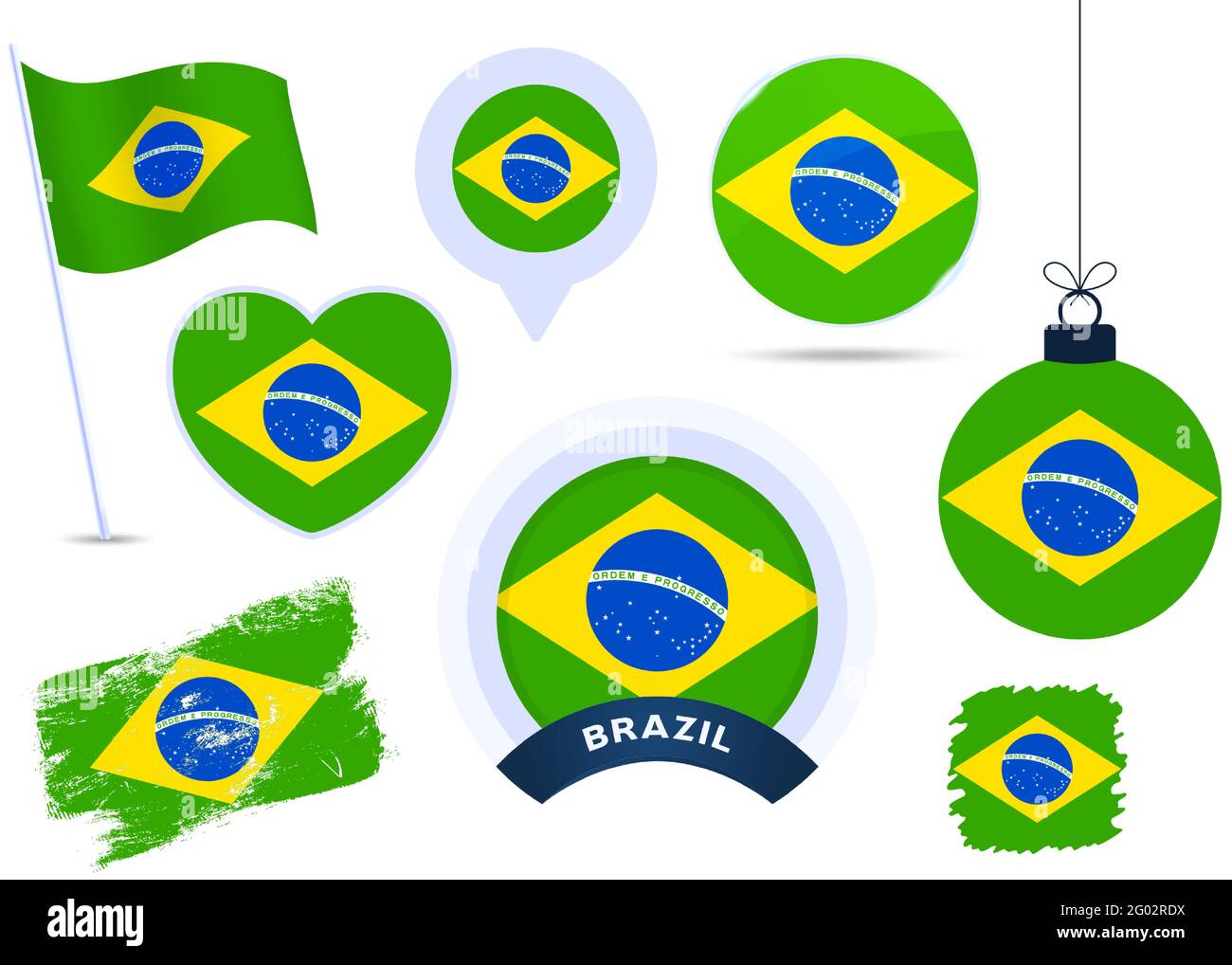 brazil flag vector collection. big set of national flag design elements ...