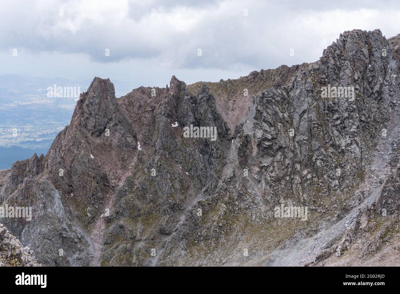 Scenic view of the rocky terrain of Malinche Volcano in Mexico under a ...