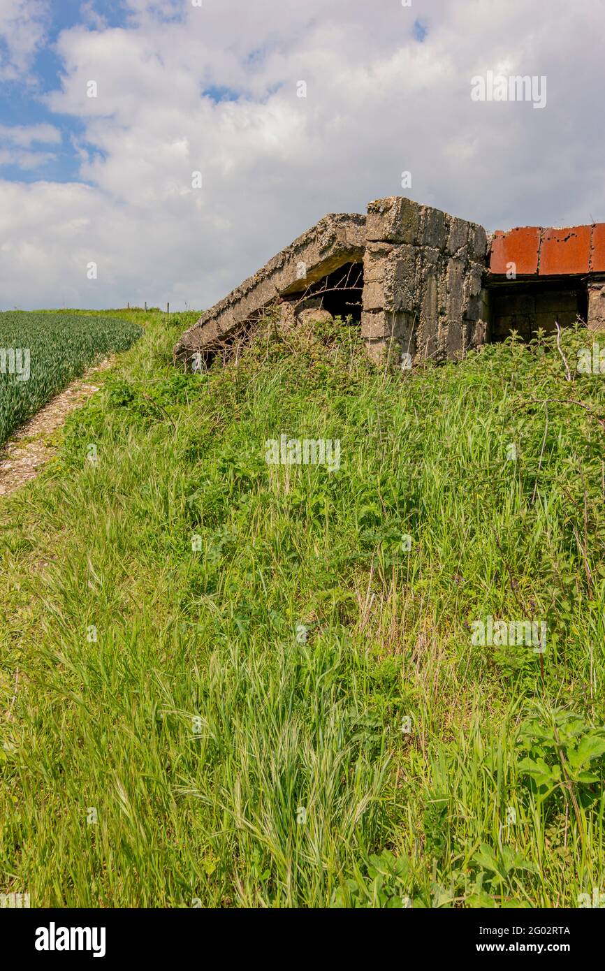 The remains of a World War Two Pill Box / Defence Position Stock Photo ...