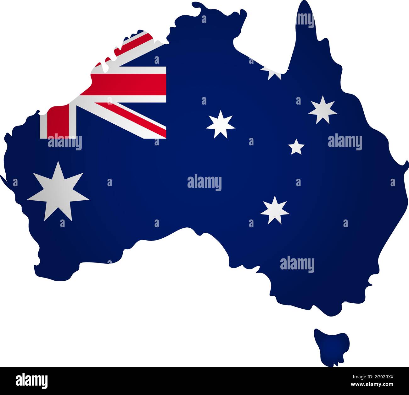 Illustration with national flag with simplified shape of Australia map ...