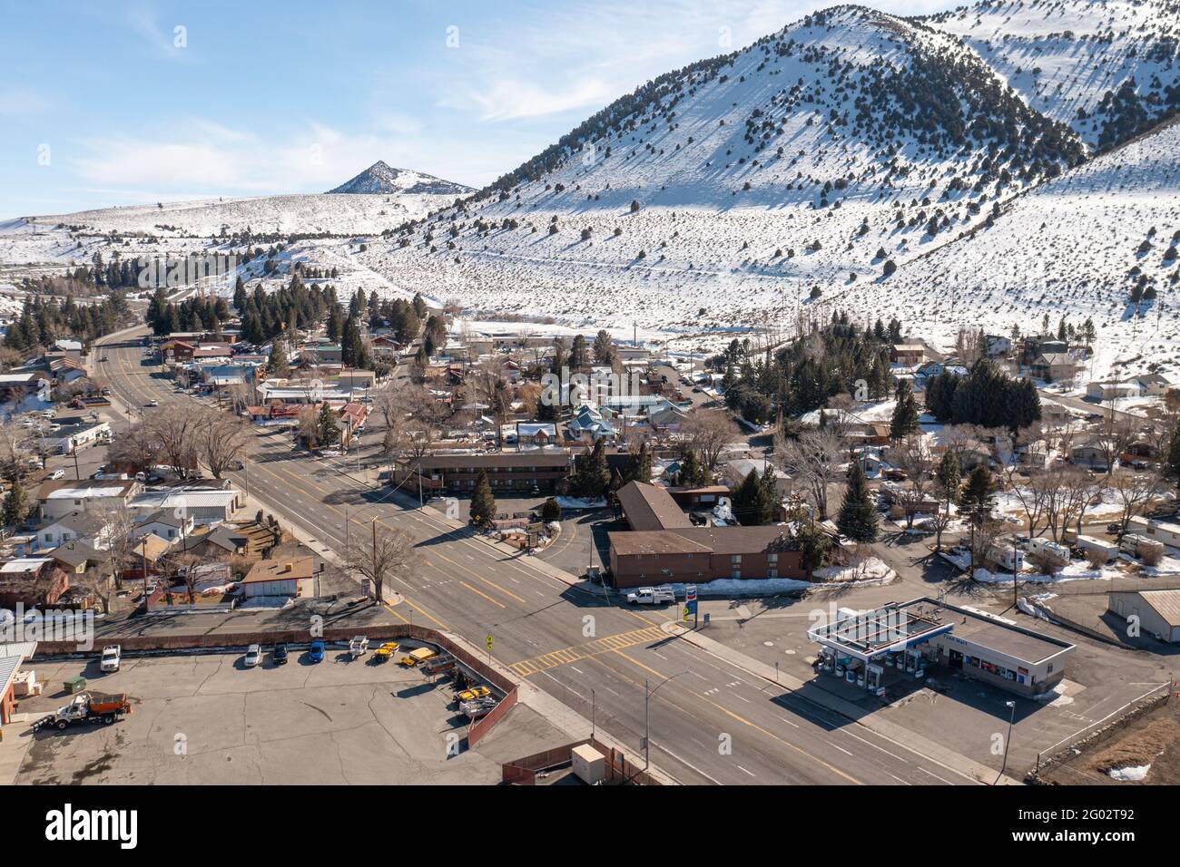 Downtown Lee Vining photographed from above Stock Photo - Alamy