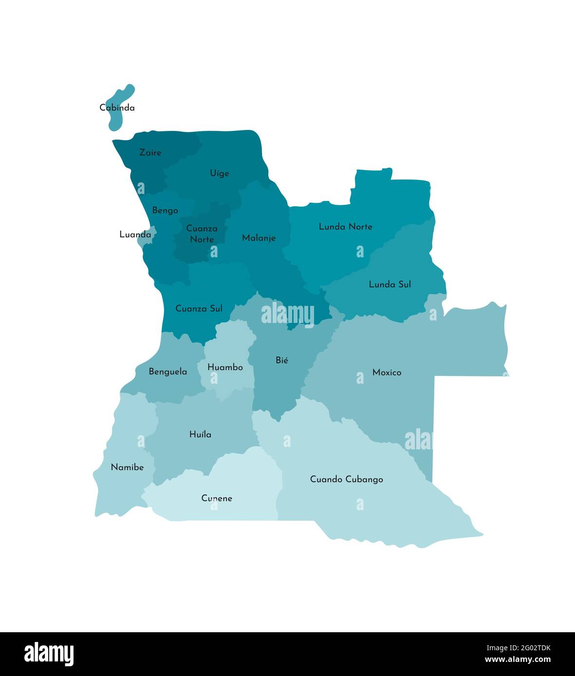 Vector isolated illustration of simplified administrative map of Angola ...