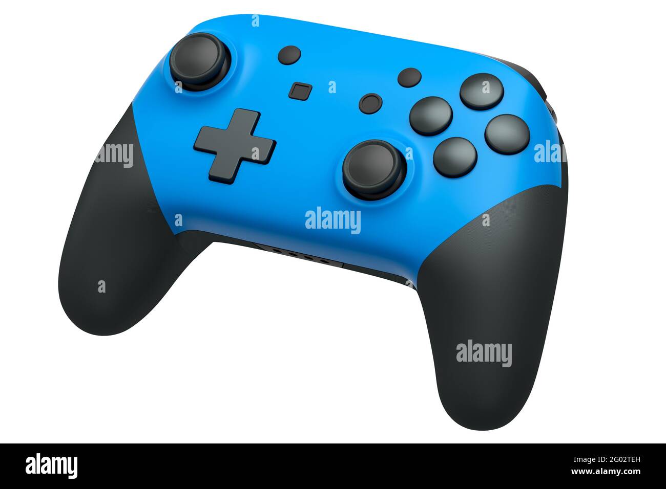 Realistic blue video game joystick on white background Stock Photo - Alamy