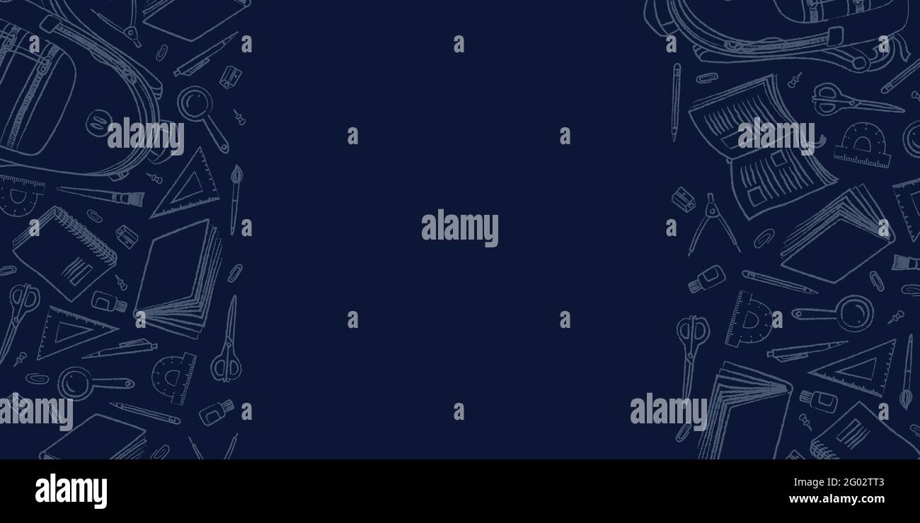 Back to school vector background. Chalk doodles on a blackboard Stock ...