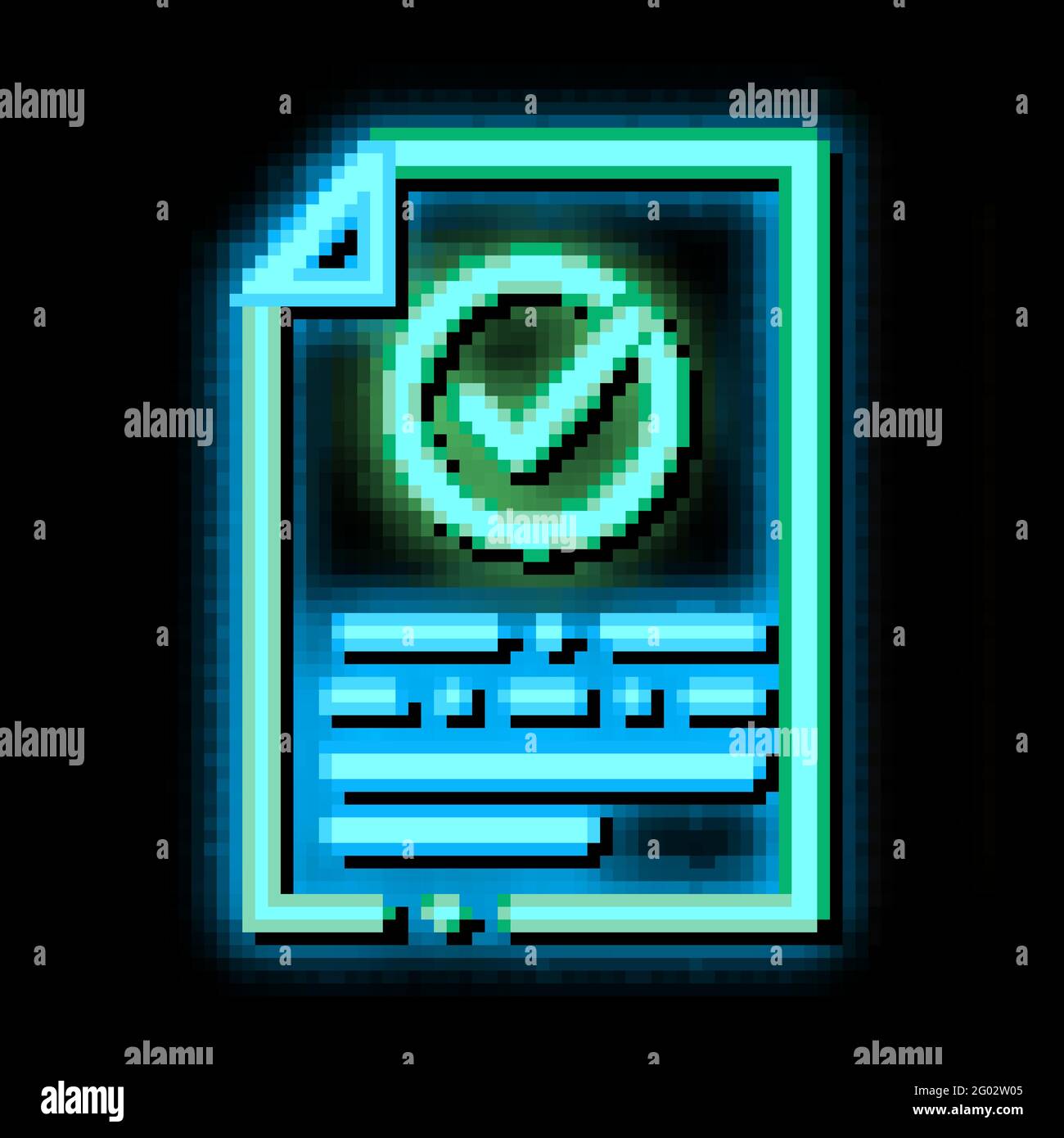 Document Text File With Approved Mark neon glow icon illustration Stock ...