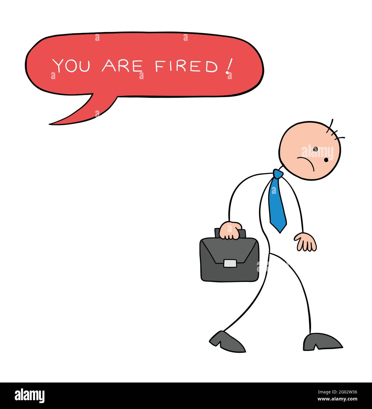 Stickman businessman character got fired and leaving sadly, vector ...