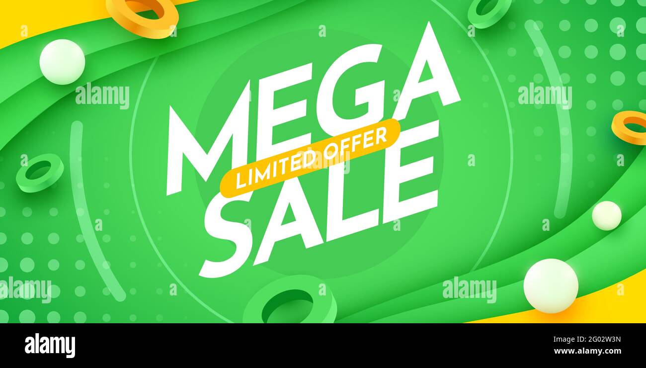 Abstract Mega Sale banner or poster design. Special offer composition ...
