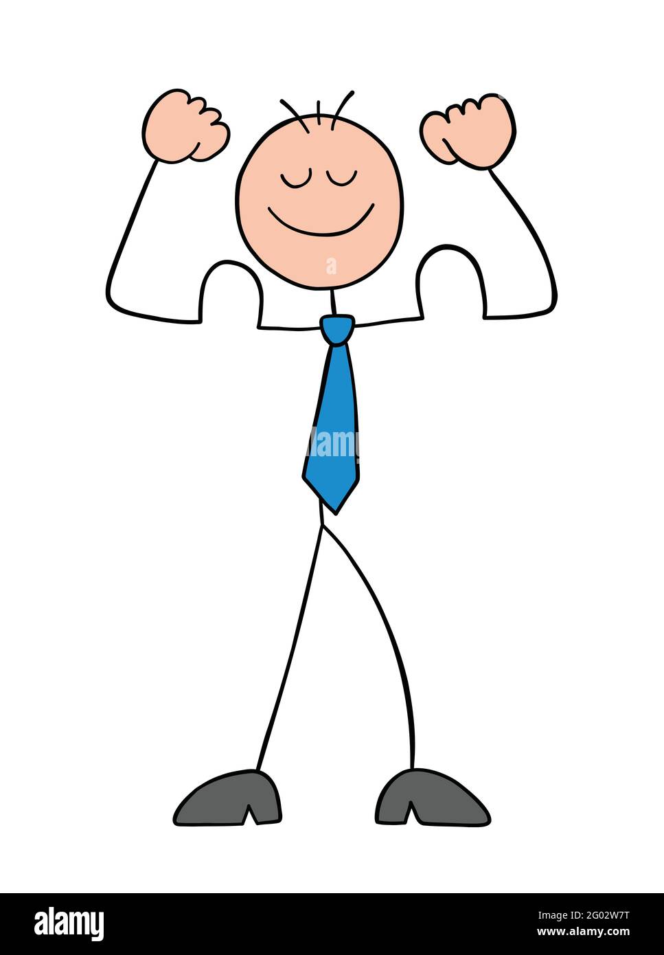 Stickman businessman character strong and showing biceps, vector ...