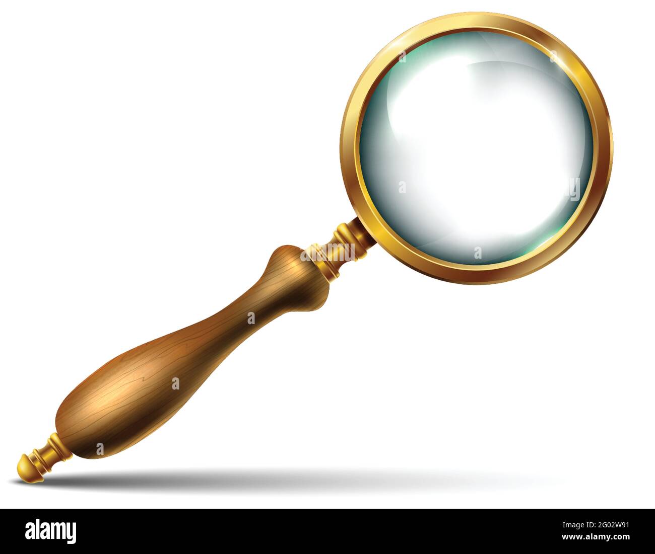 realistic vector vintage magnifying glass with golden details and ...