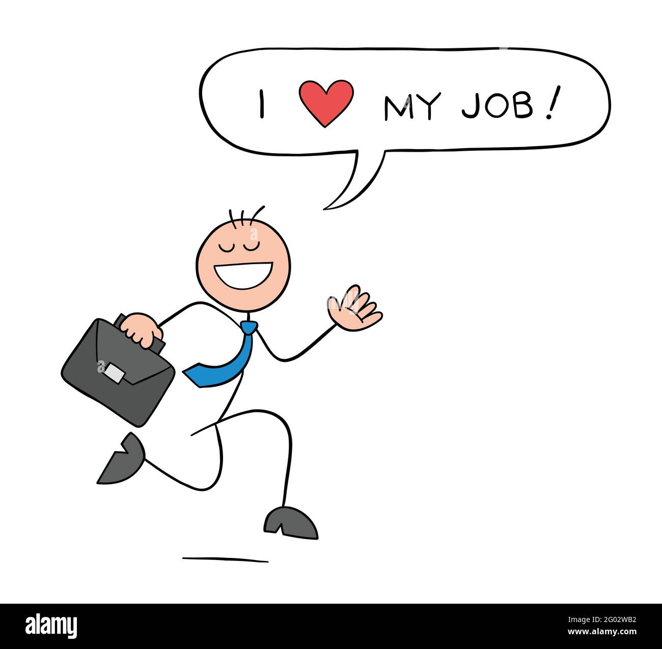 Stickman businessman character happy and running with briefcase and ...