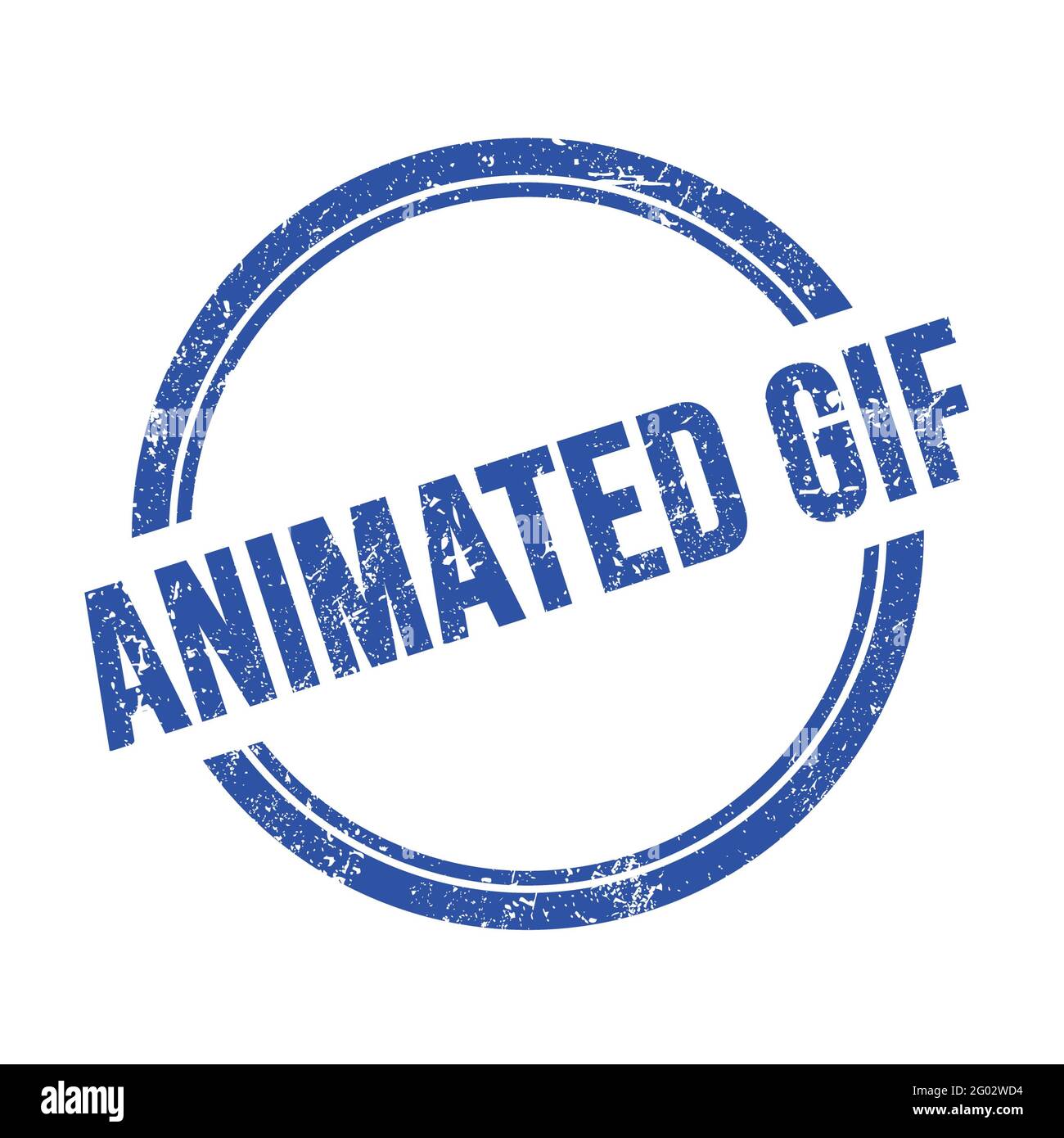 ANIMATED GIF text written on blue grungy vintage round stamp Stock ...