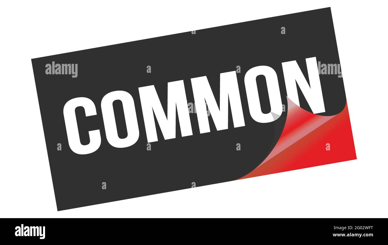 COMMON text written on black red sticker stamp Stock Photo - Alamy