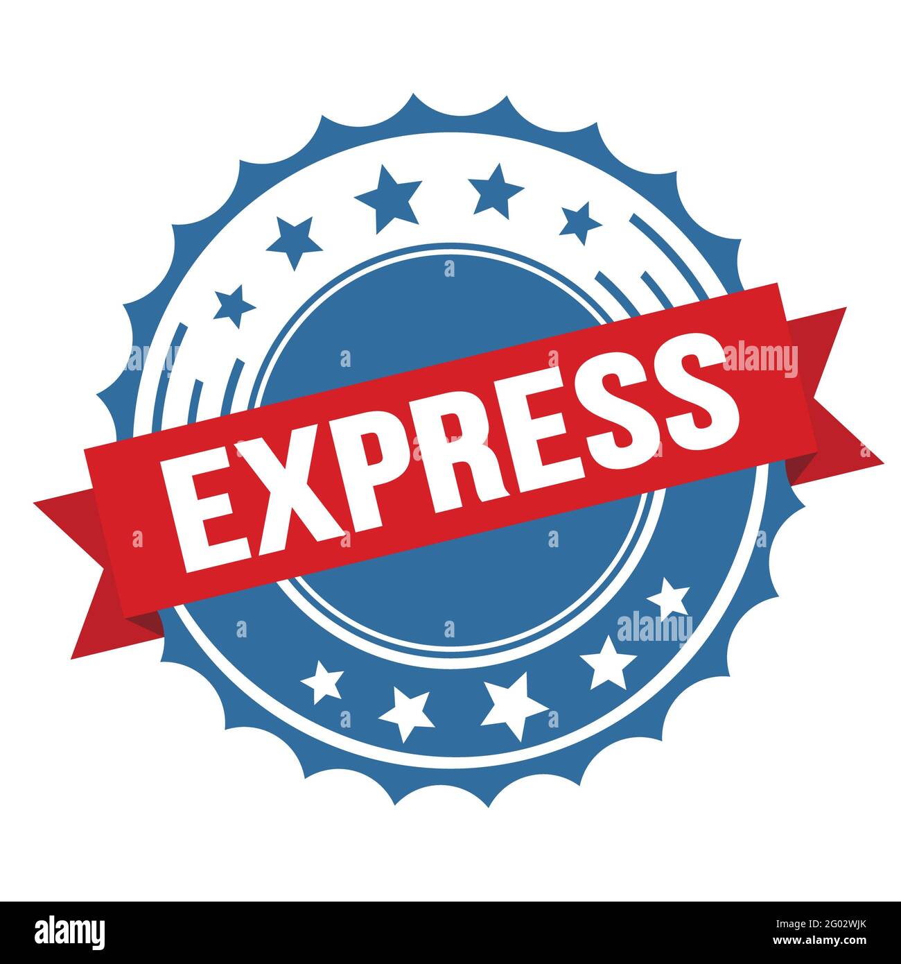EXPRESS text on red blue ribbon badge stamp Stock Photo - Alamy