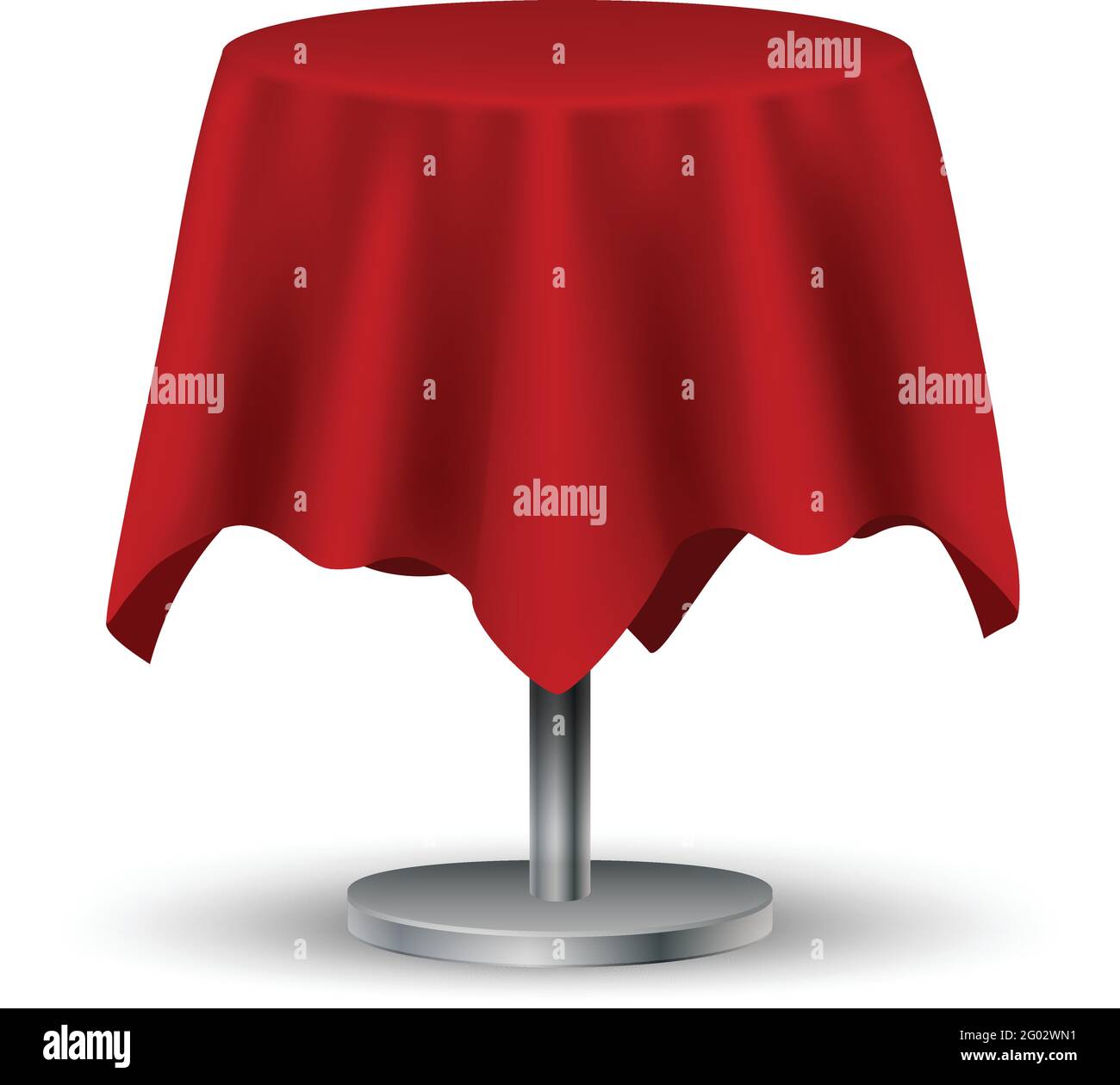 realistic vector cafe table with red tablecloth on top. Isolated on ...