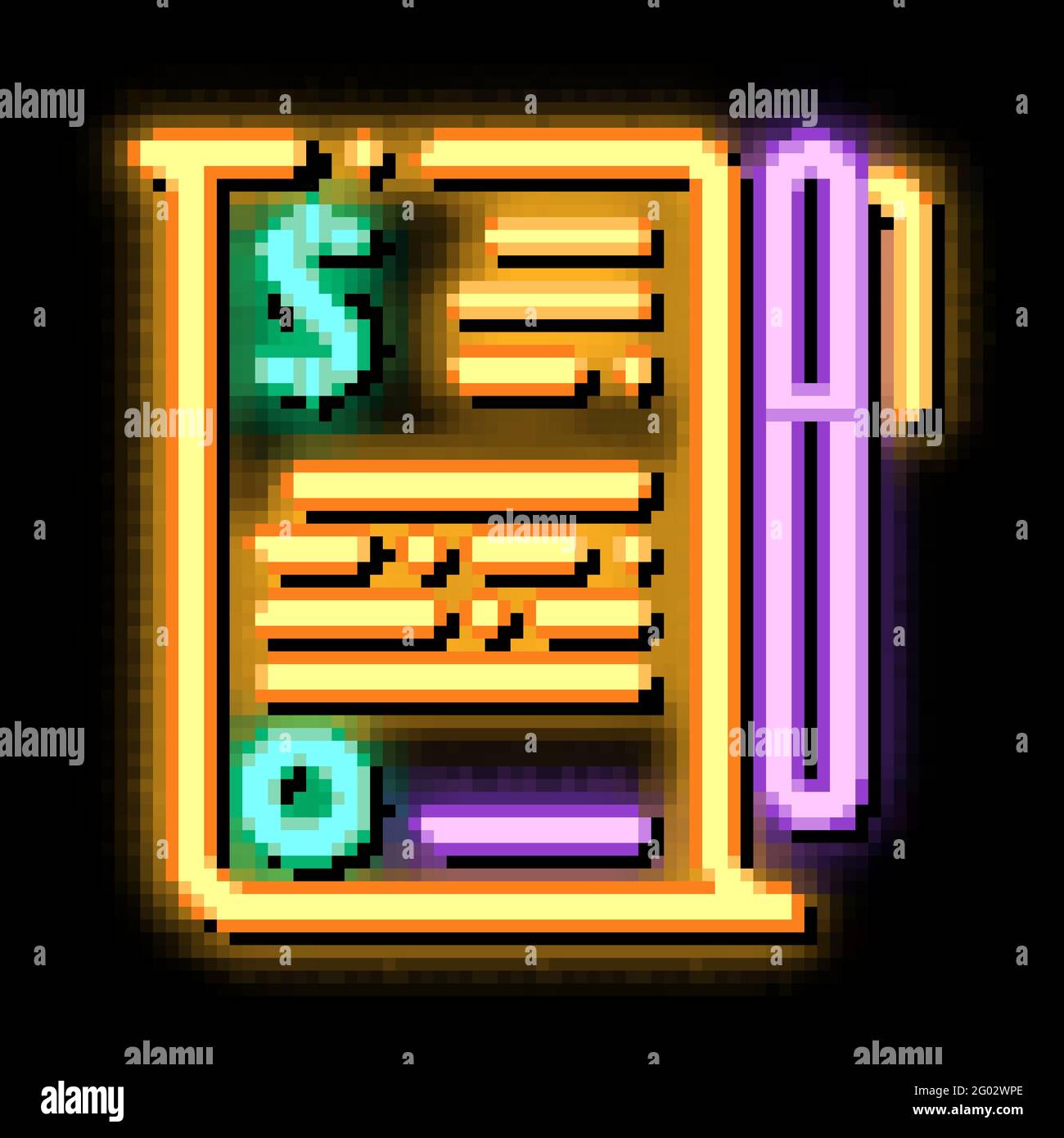 Financial Document File Agreement Pen neon glow icon illustration Stock ...