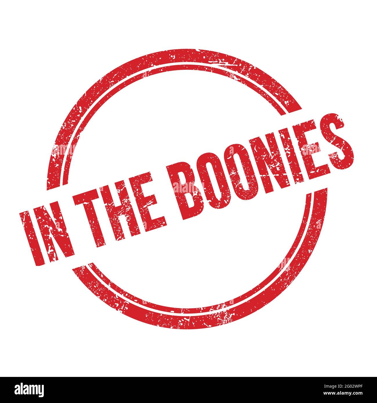 IN THE BOONIES text written on red grungy vintage round stamp Stock ...