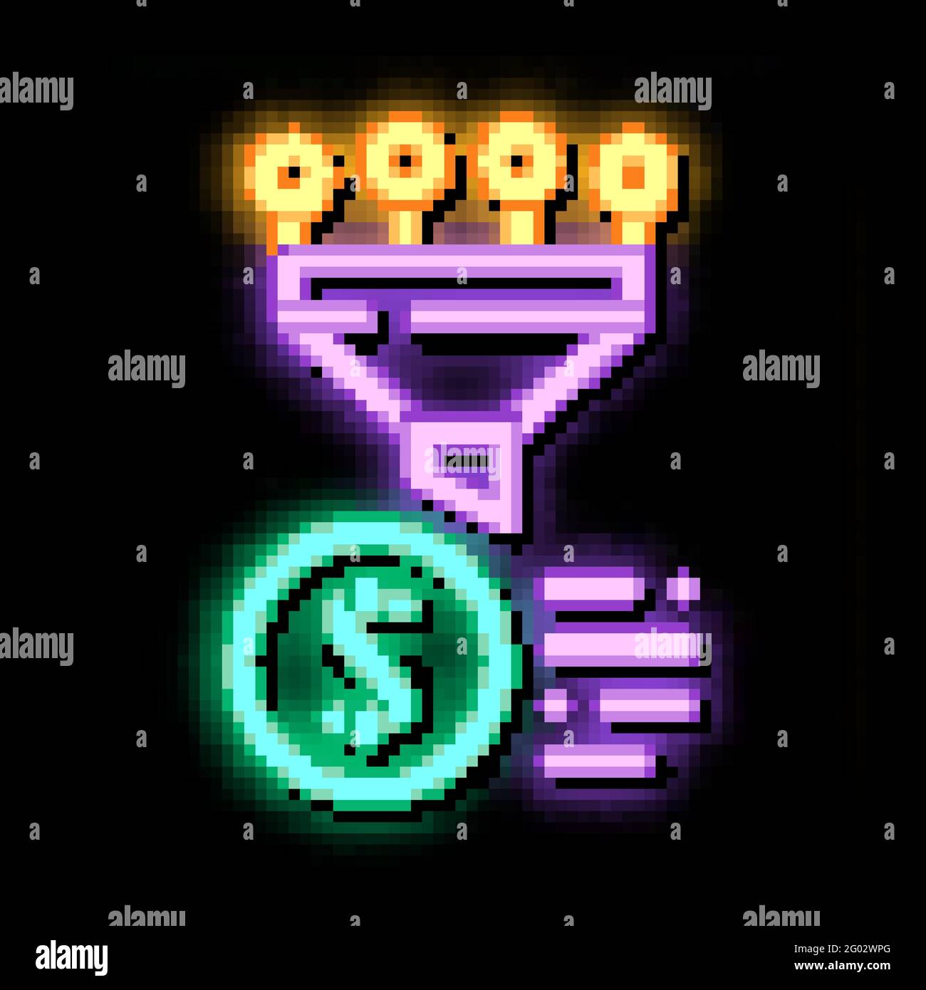 Funnel Financial Information Gathering neon glow icon illustration ...